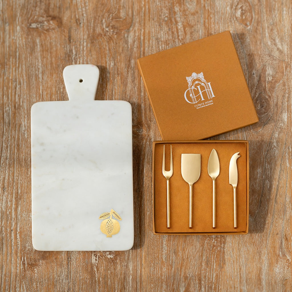 Pomegranate Marble Cheese Board and Knives Set – Curate Home Dubai